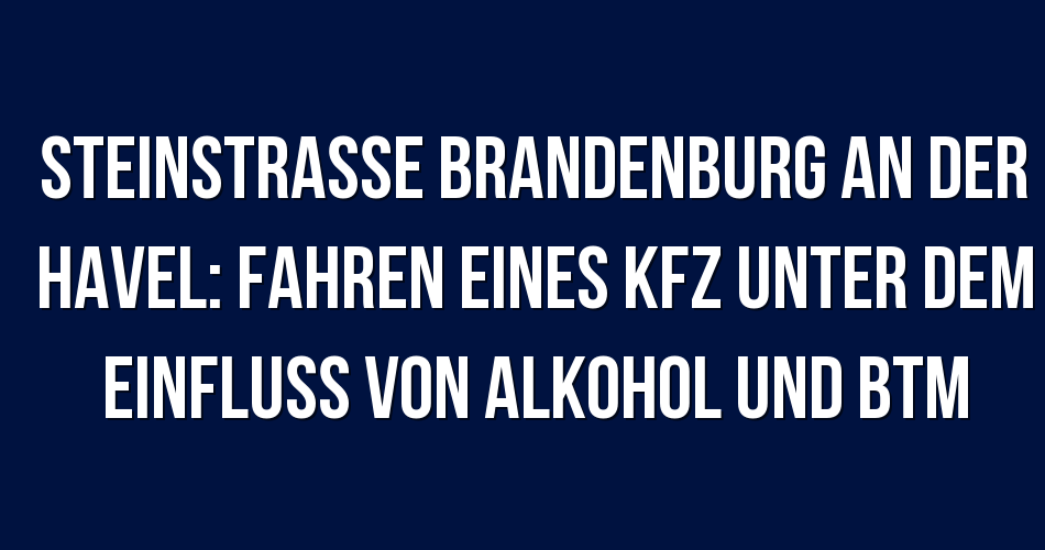 Polizeibericht Steinstraße Brandenburg an der Havel: Fahren eines Kfz ...